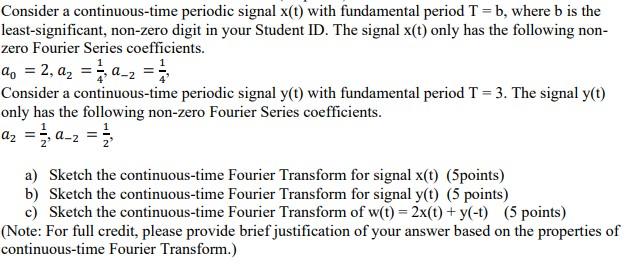 Solved Consider a continuous-time periodic signal x(t) with | Chegg.com