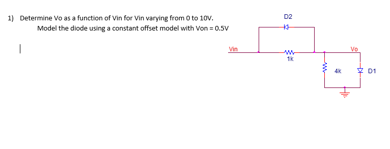Solved Determine Vo as a function of Vin for Vin varying | Chegg.com