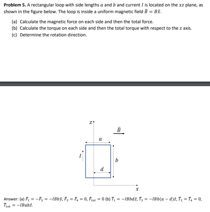 Solved Problem 5. A rectangular loop with side lengths a and | Chegg.com