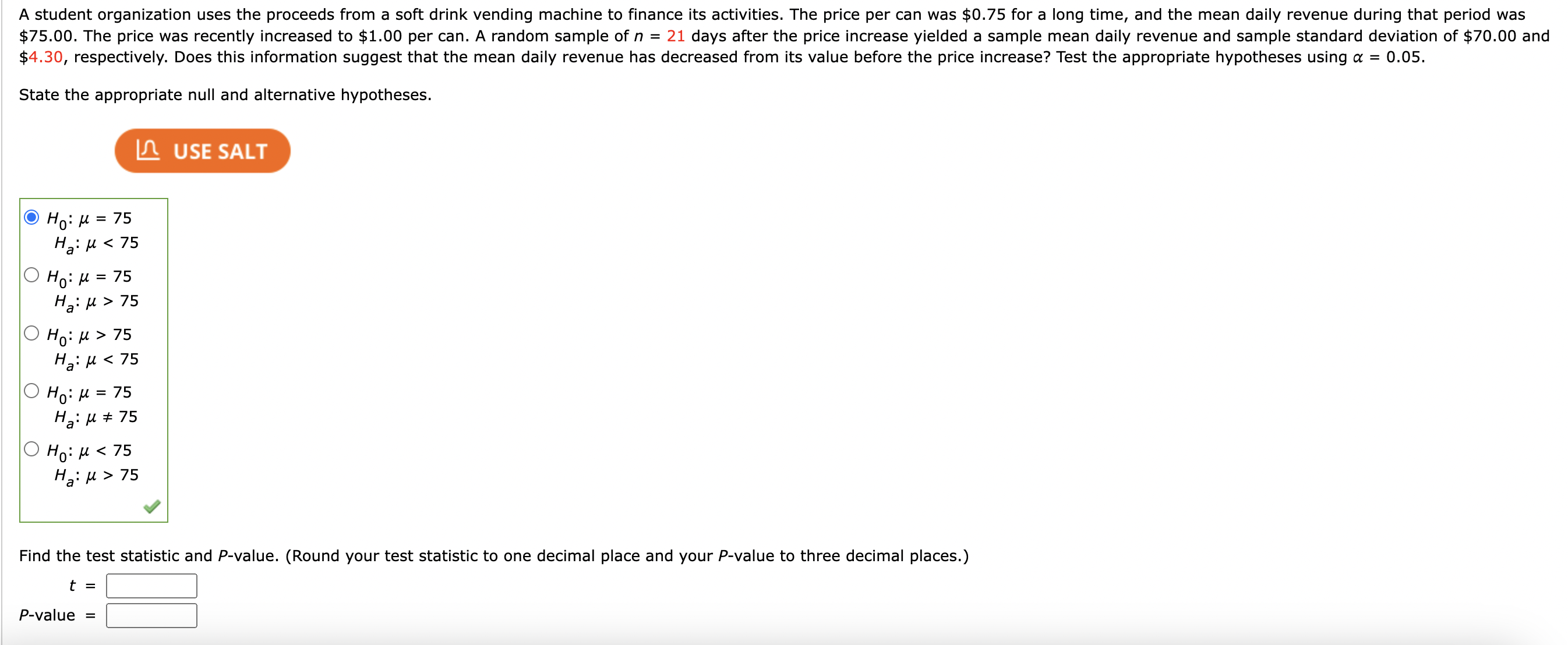 Solved State the appropriate null and alternative | Chegg.com