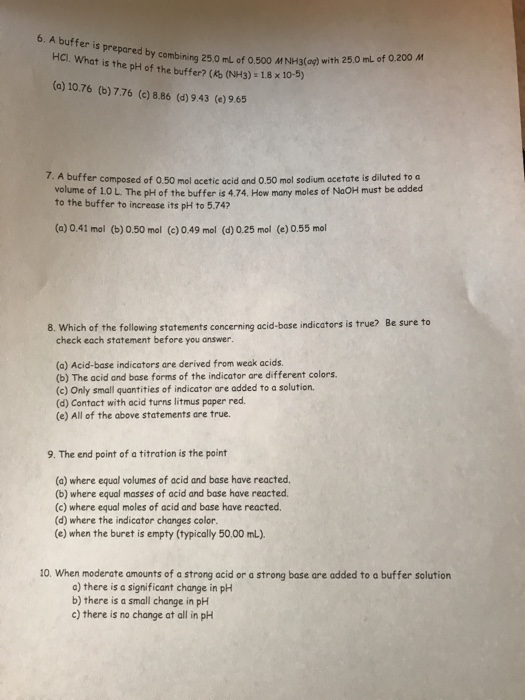 Solved A buffer is prepared by combining 25.0 mL of 0.500 M | Chegg.com
