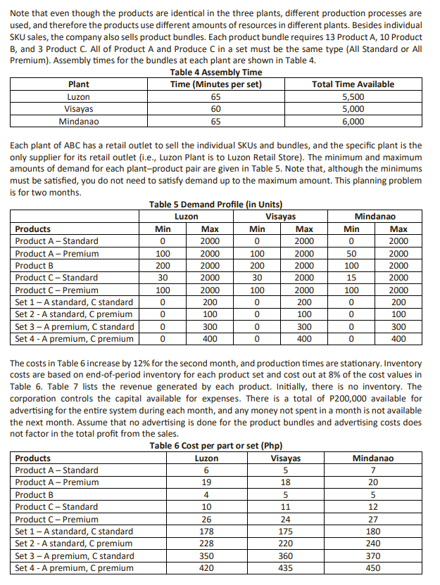 The ABC Company ABC has two main product lines, each | Chegg.com
