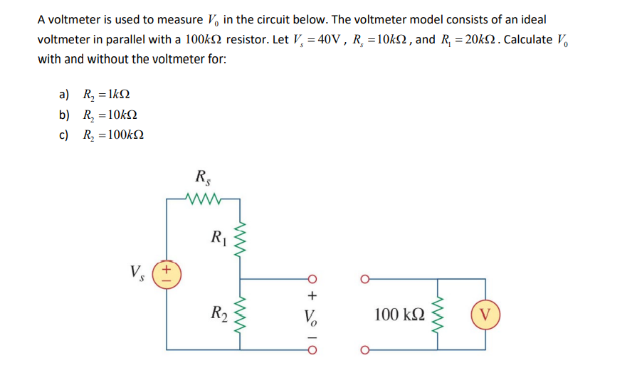 Solved A voltmeter is used to measure V, in the circuit | Chegg.com
