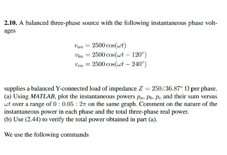 Solved 2.10. A balanced three-phase source with the | Chegg.com