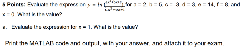 Solved 5 Points: Solve using matrix manipulations in MATLAB | Chegg.com