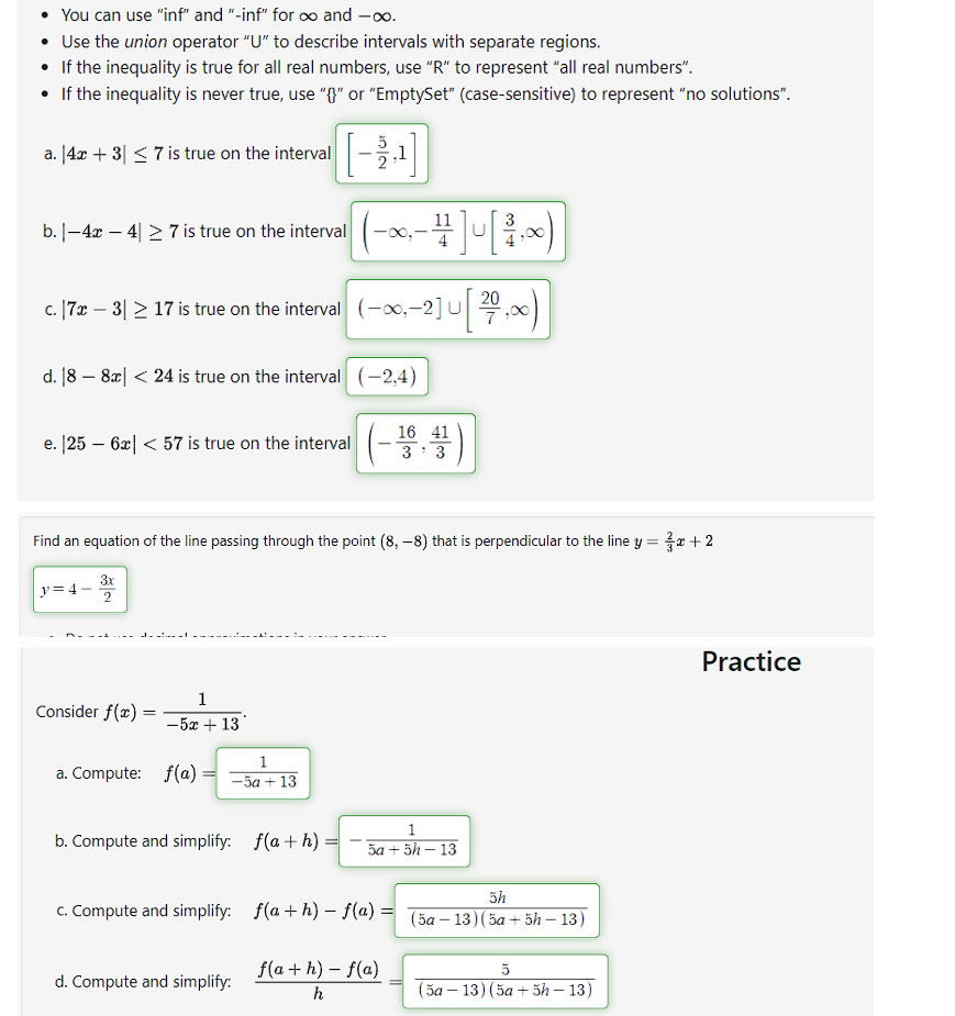 Solved - You can use "inf" and "-inf" for ∞ and −∞ - Use the | Chegg.com