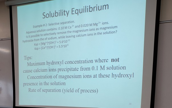 Solved Solubility Equilibrium Example #2: Selective | Chegg.com