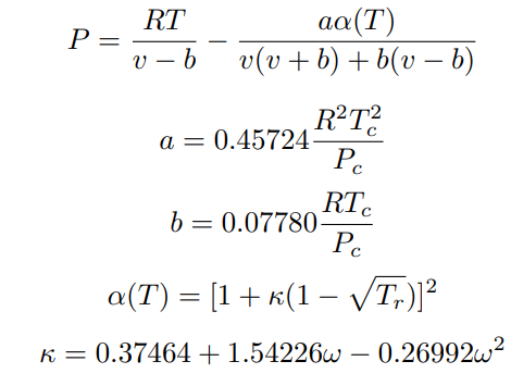 Solved Using the standard Peng-Robinson Equation (see | Chegg.com