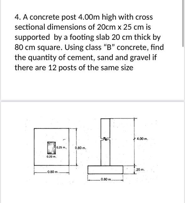 Solved 4. A concrete post 4.00m high with cross sectional | Chegg.com