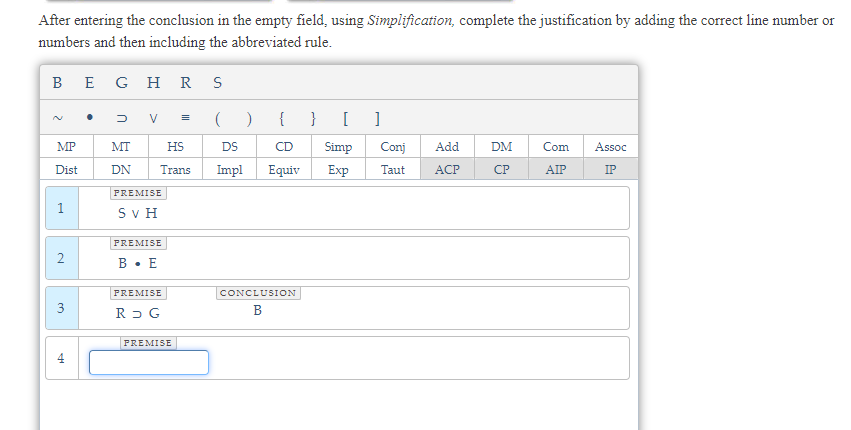 Solved After entering the conclusion in the empty field, | Chegg.com