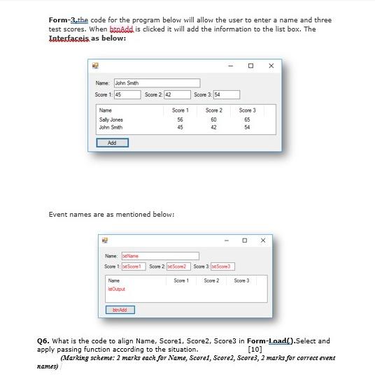 Form-3,the code for the program below will allow the | Chegg.com