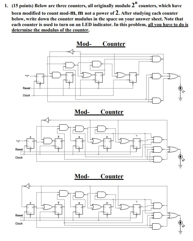 1. (15 points) Below are three counters, all | Chegg.com