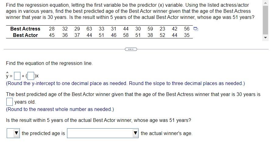 Solved Find the regression equation, letting the first | Chegg.com