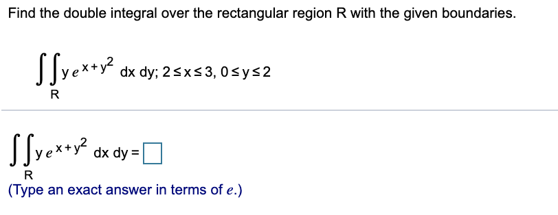 Solved Find the double integral over the rectangular region | Chegg.com