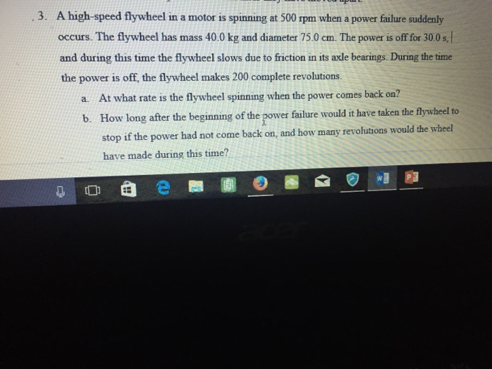 Solved A high-speed flywheel in a motor is spinning at 500 | Chegg.com