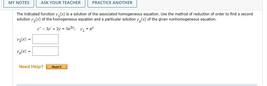 Solved The indicated function y1(x) is a solution of the | Chegg.com