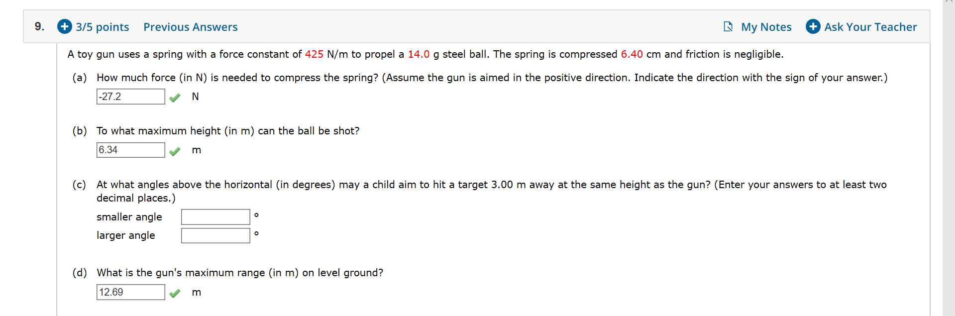 Solved 9. + 3/5 points Previous Answers My Notes + Ask Your | Chegg.com