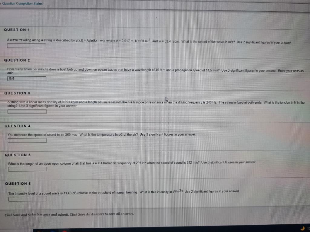 Solved Question Completion Status QUESTION 1 Awave traveling | Chegg.com