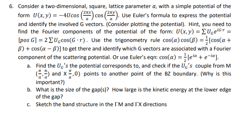 6. Consider a two-dimensional, square, lattice | Chegg.com
