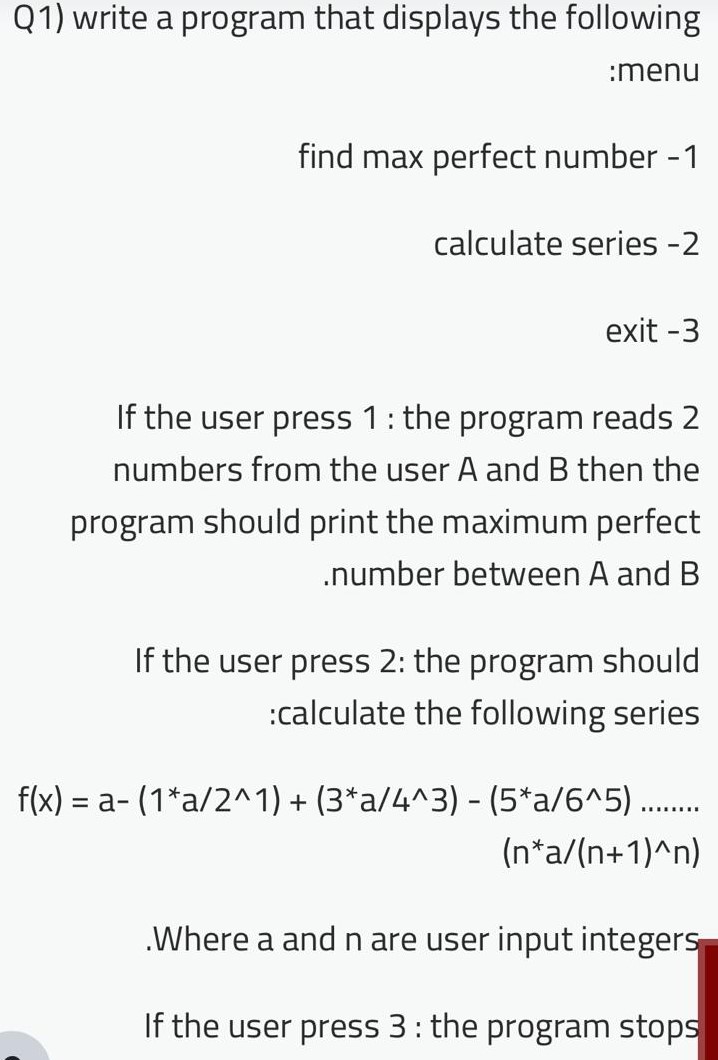 Solved Q1) ﻿write a program that displays the | Chegg.com