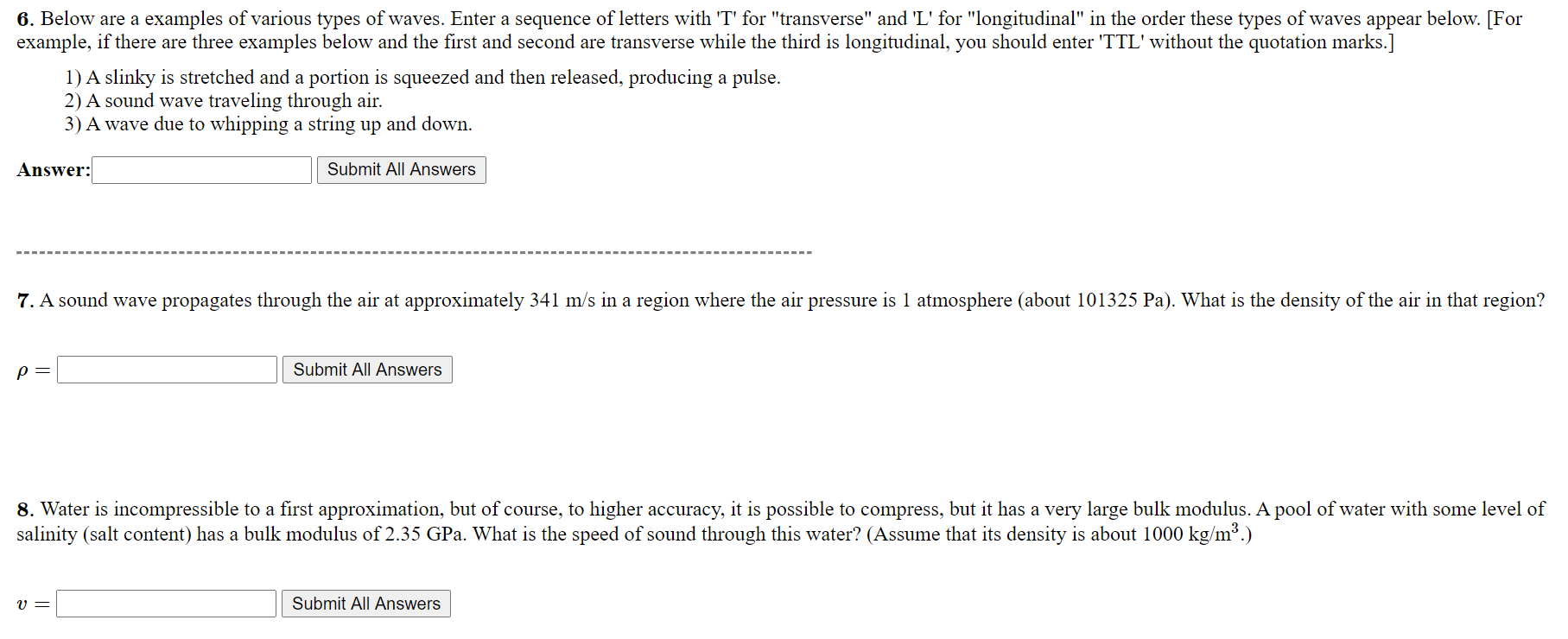 Solved 6. Below are a examples of various types of waves. | Chegg.com