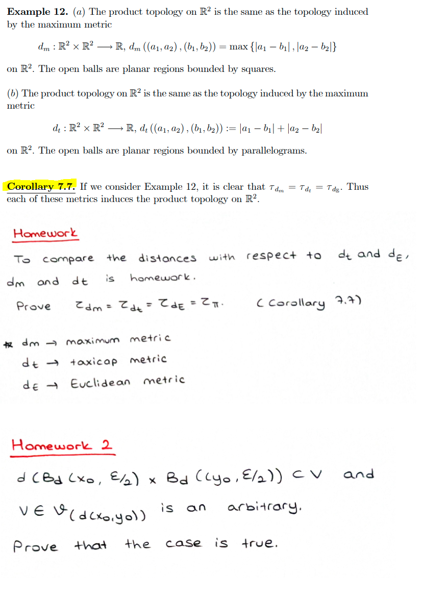 Example 12. (a) The product topology on R2 is the | Chegg.com