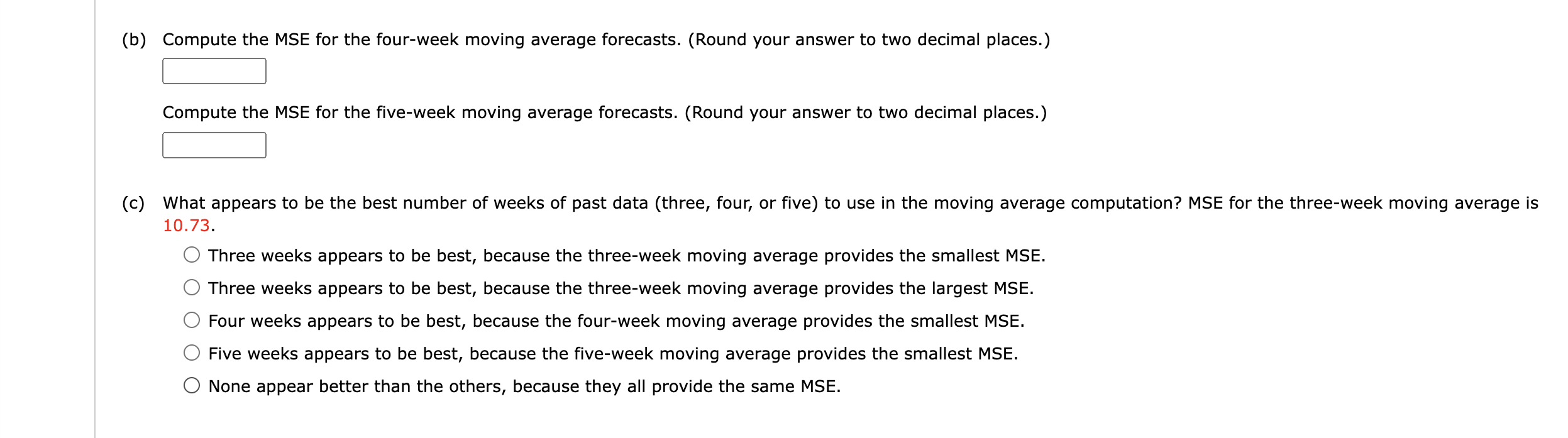 Solved (a) Compute four-week and five-week moving averages | Chegg.com