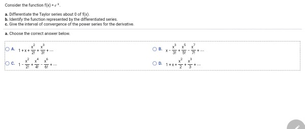 Solved Consider the function fx)-e* a. Differentiate the | Chegg.com