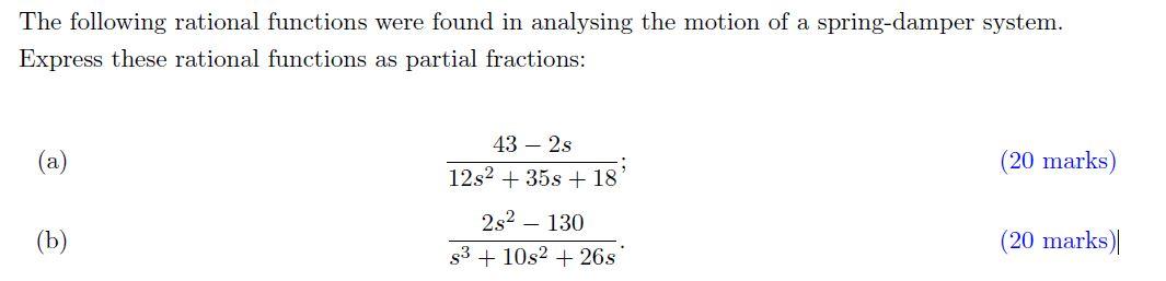 Solved The following rational functions were found in | Chegg.com