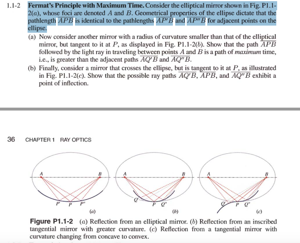 1.1-2 Fermat's Principle with Maximum Time. Consider | Chegg.com