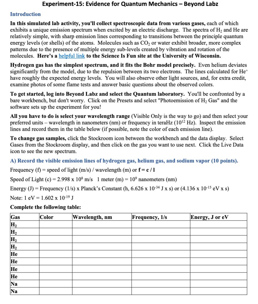Experiment-15: Evidence for Quantum Mechanics - | Chegg.com