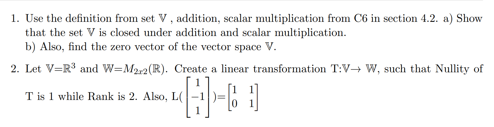 Solved 1. Use the definition from set V, addition, scalar | Chegg.com