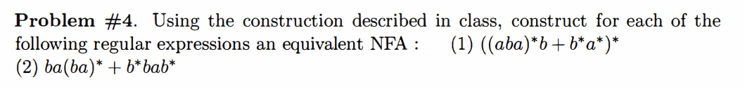 Solved Problem \#4. Using the construction described in | Chegg.com