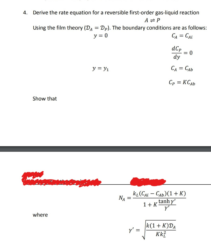 Solved 4. Derive the rate equation for a reversible | Chegg.com