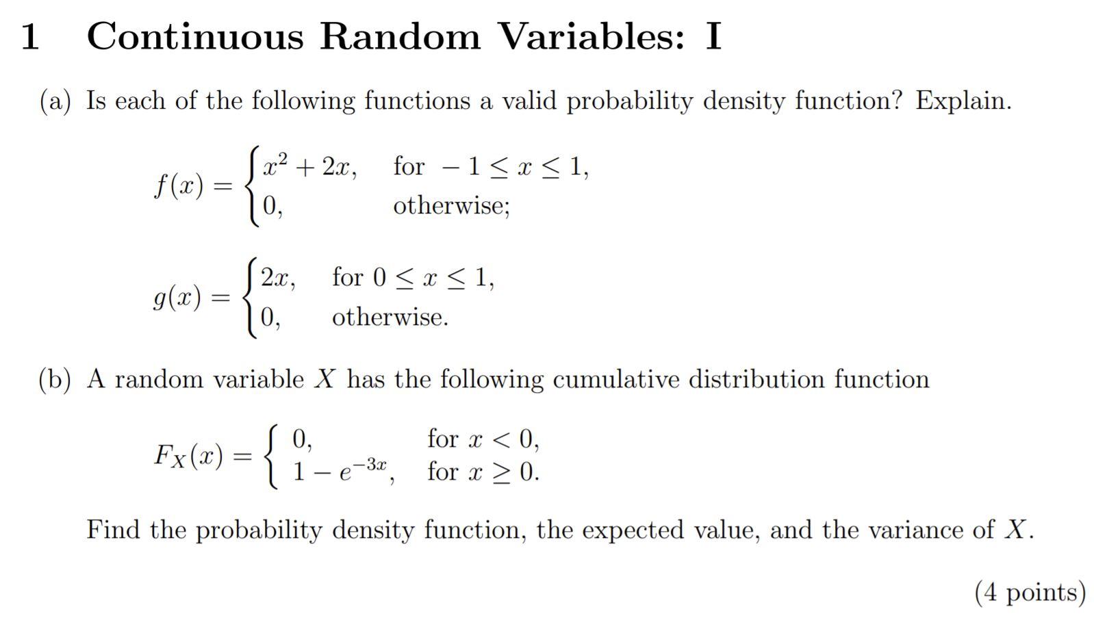 Solved 1 Continuous Random Variables I a Is Each Of The Chegg