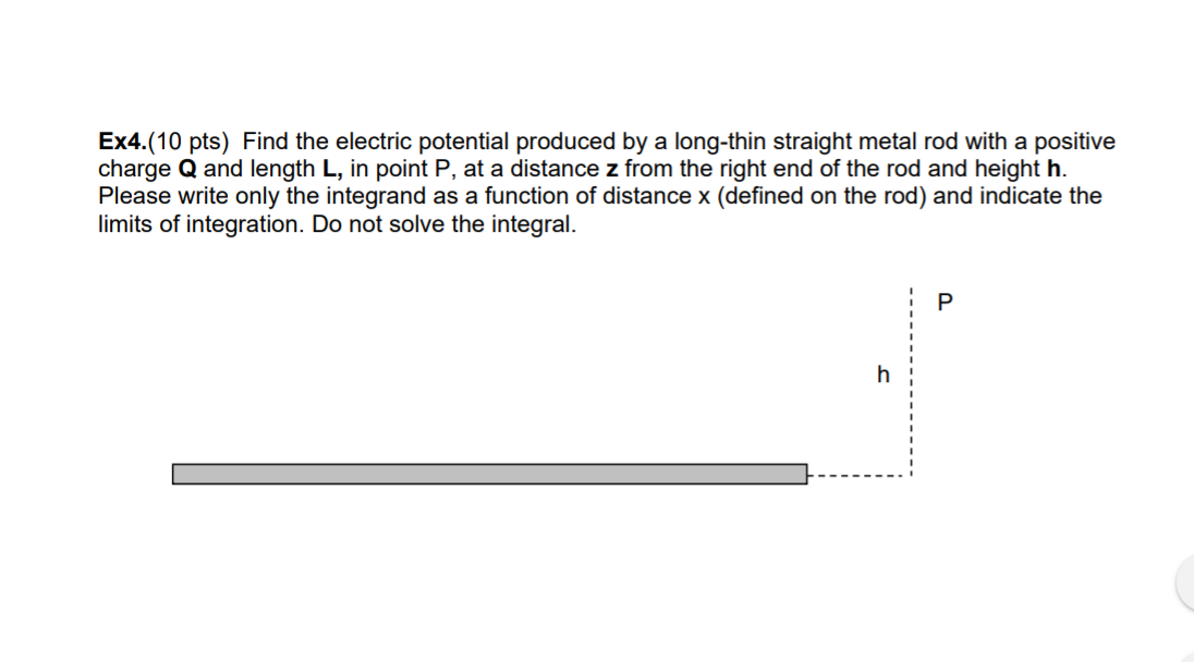 Solved Ex4.(10 pts) Find the electric potential produced by | Chegg.com