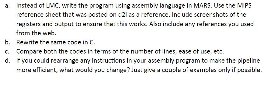 Write a Little Man program that accepts three values | Chegg.com