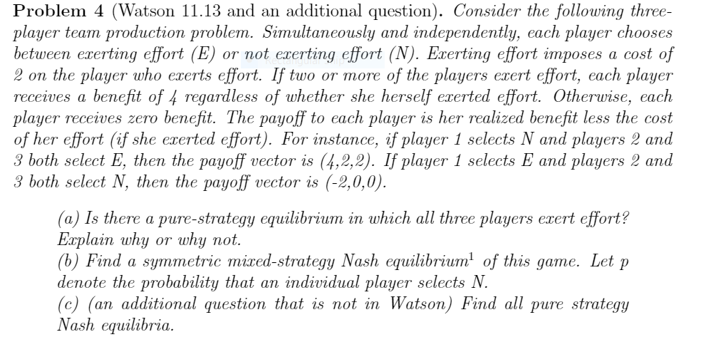 Solved Problem 4 (Watson 11.13 and an additional question). | Chegg.com