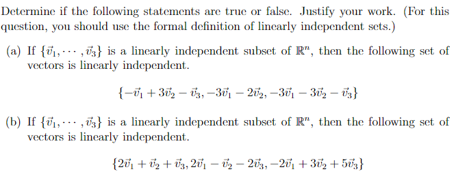 Solved Determine if the following statements are true or | Chegg.com