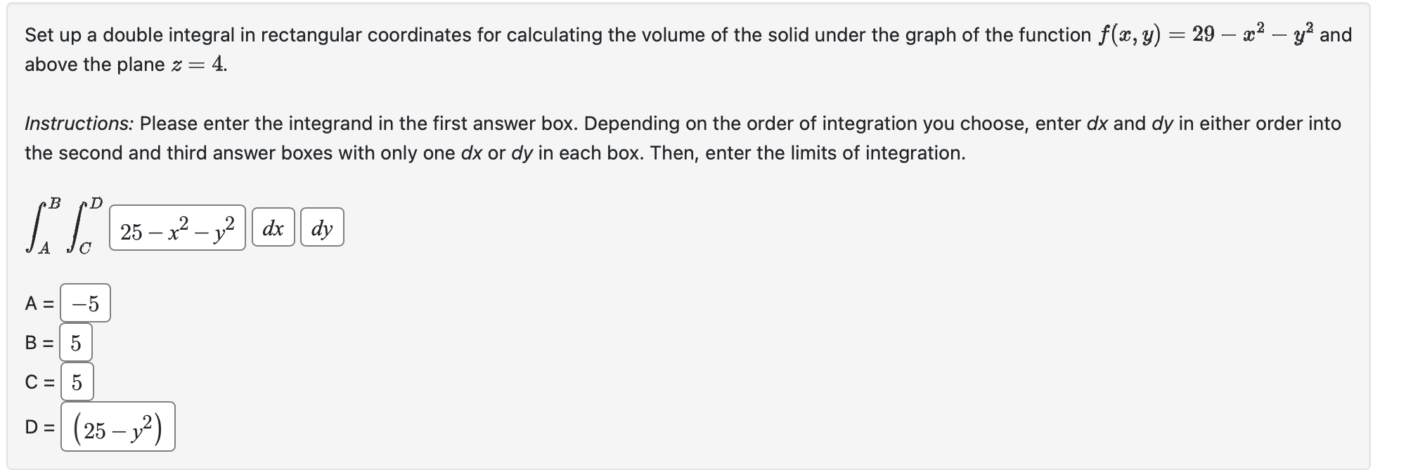 Solved Set up a double integral in rectangular coordinates | Chegg.com