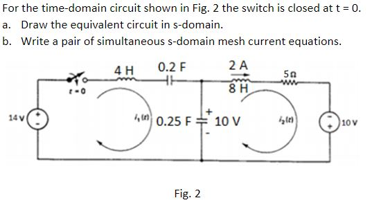 Solved For the time-domain circuit shown in Fig. 2 the | Chegg.com