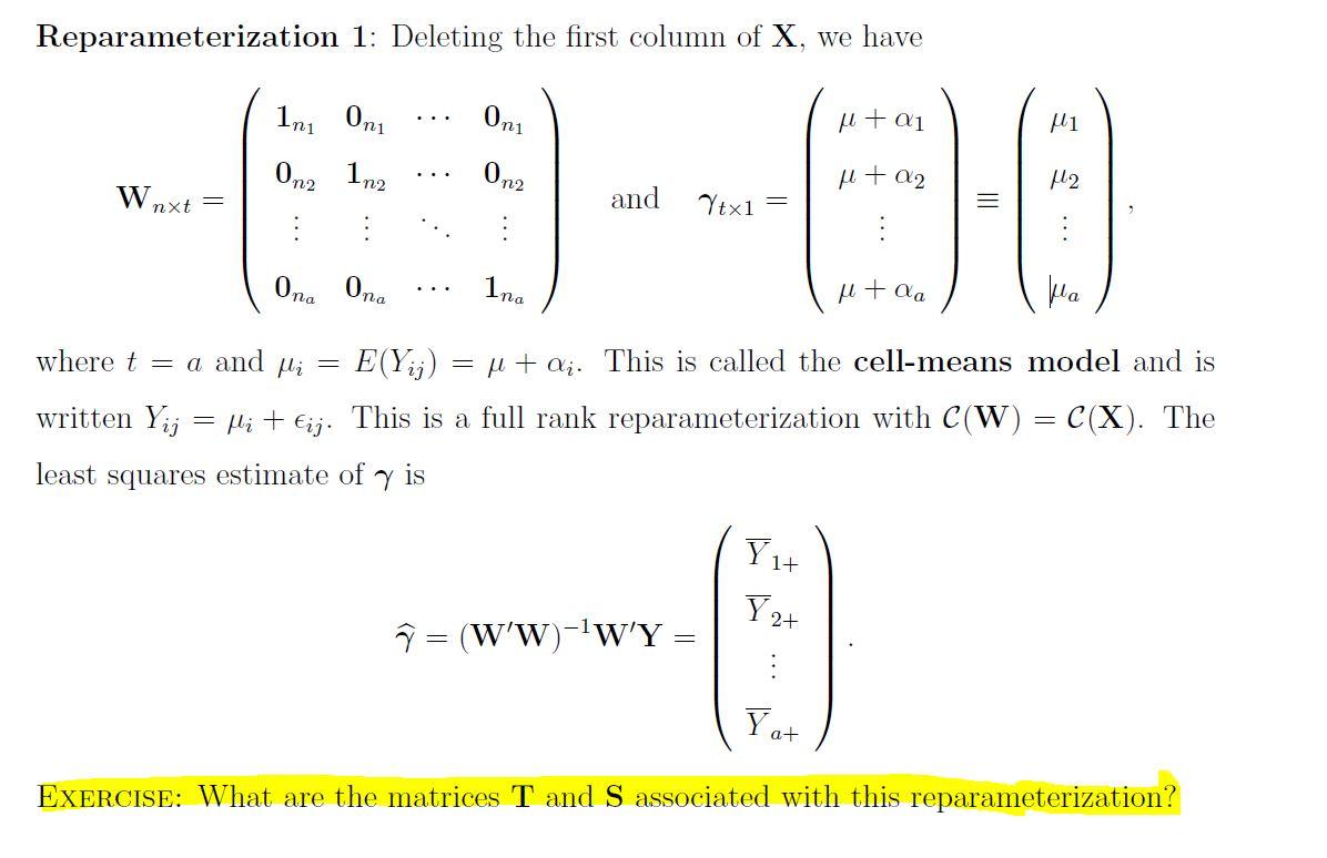 Reparameterization 1: Deleting the first column of X, | Chegg.com