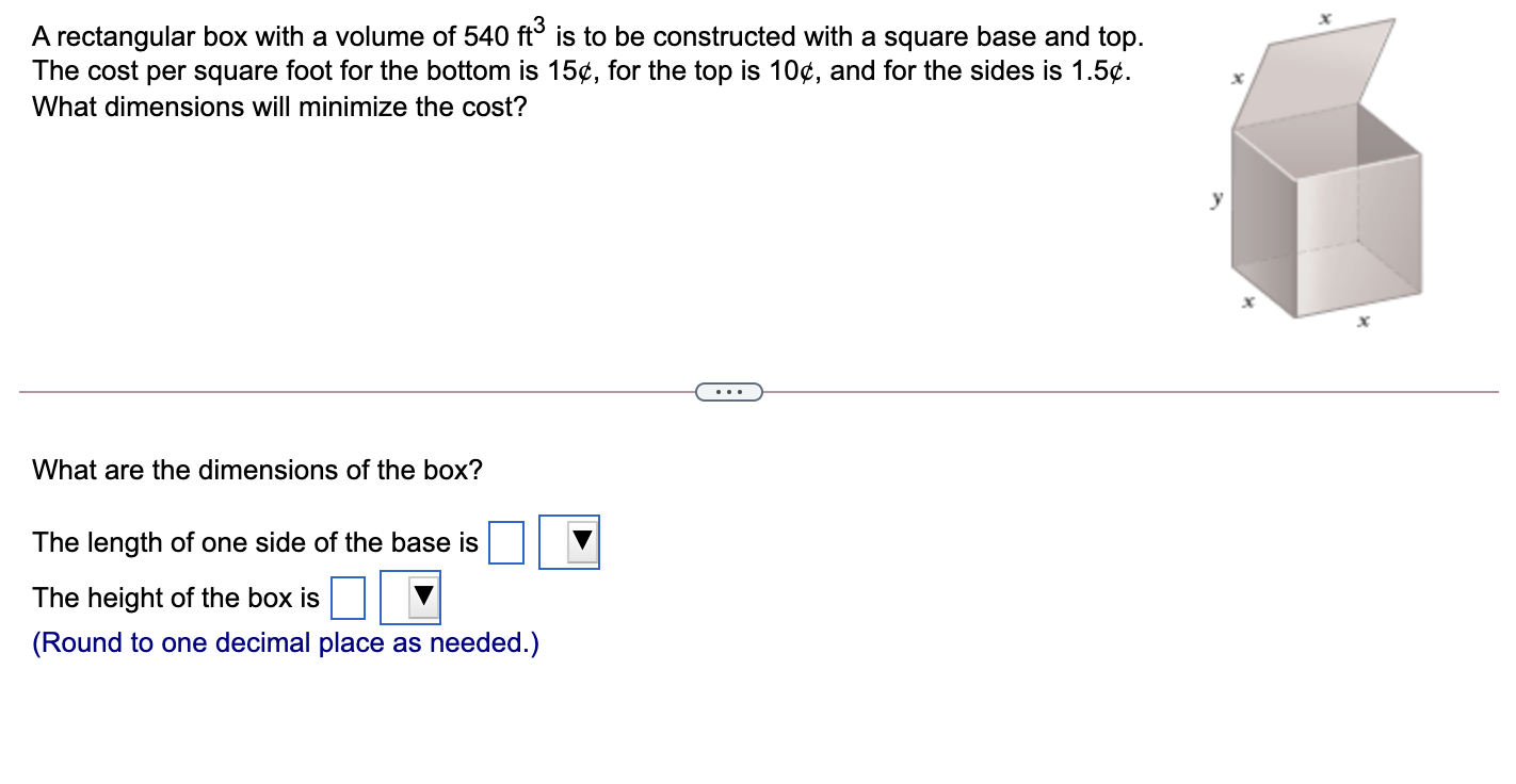 Solved A rectangular box with a volume of 540 ft3 is to be | Chegg.com