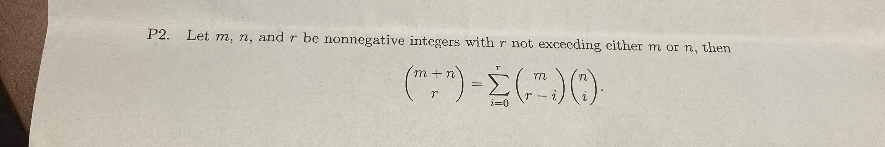 Solved P2. Let m, n, and r be nonnegative integers with r | Chegg.com