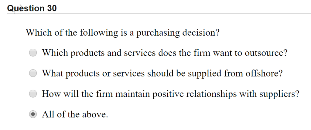 Solved Question 30 Which of the following is a purchasing | Chegg.com