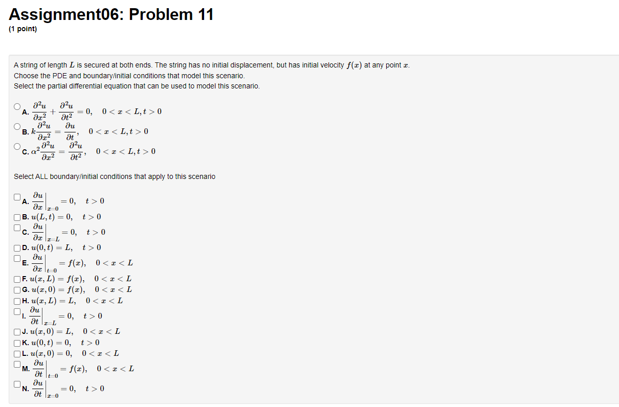 Solved Assignment06: Problem 11 (1 point) A string of length | Chegg.com