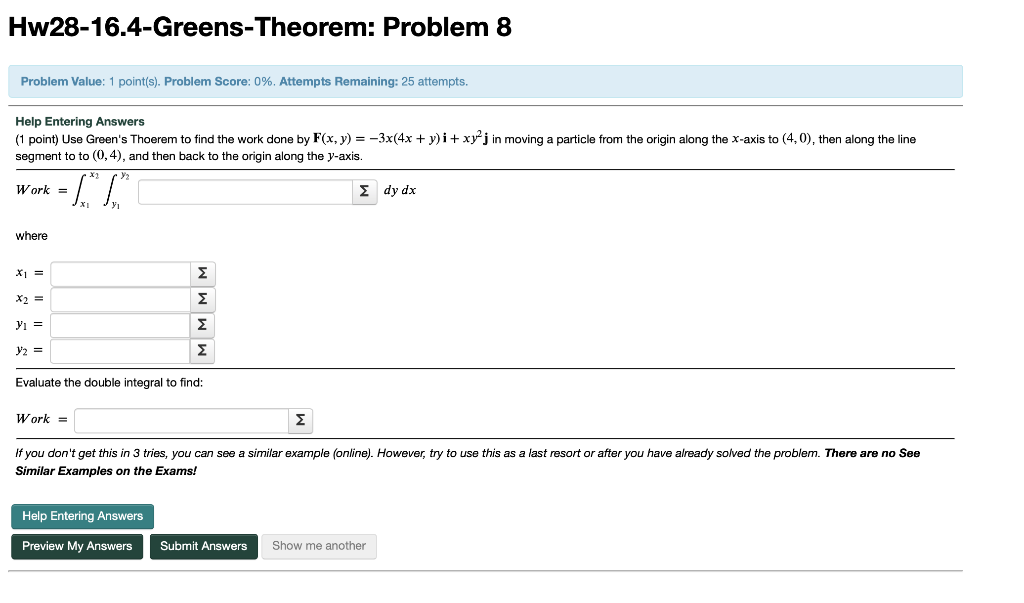 Solved Hw28-16.4-Greens-Theorem: Problem 8 Problem Value: 1 | Chegg.com