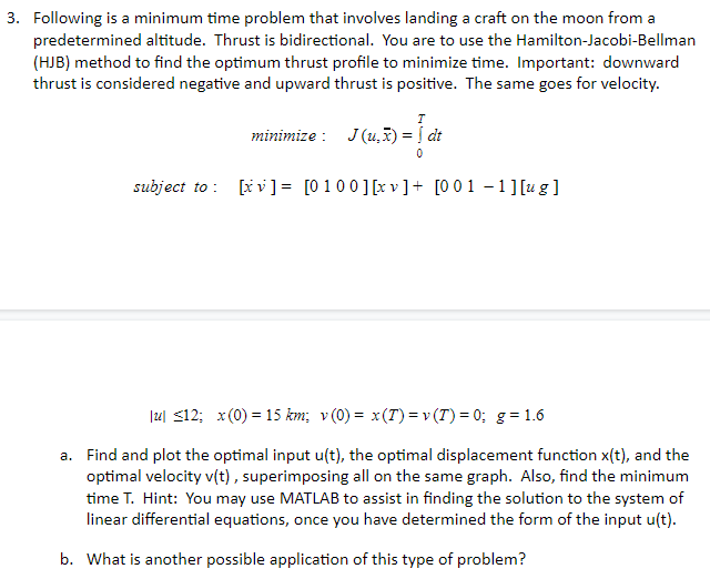 3. Following is a minimum time problem that involves | Chegg.com
