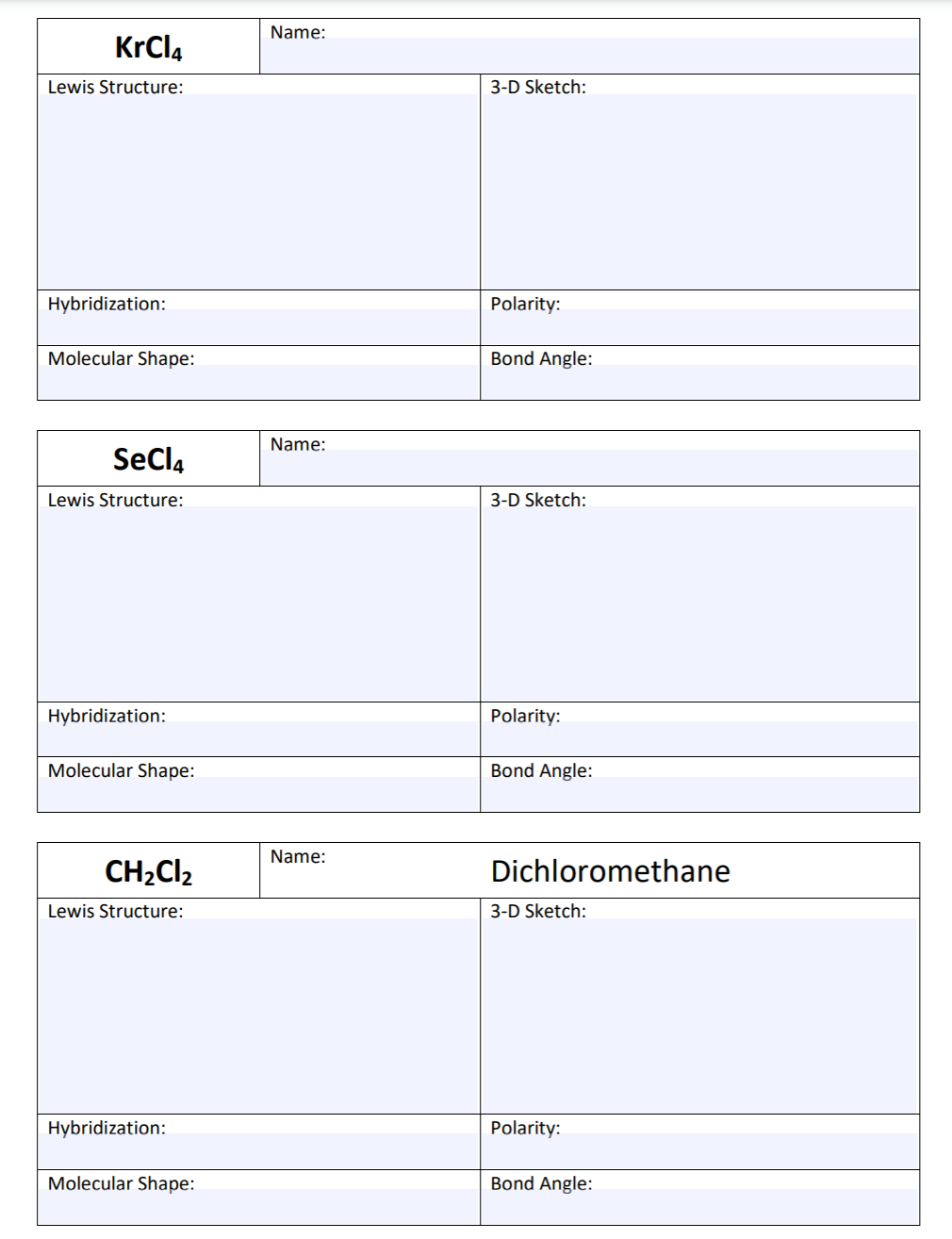 Solved Name: CIF: Lewis Structure: 3-D Sketch: | Chegg.com