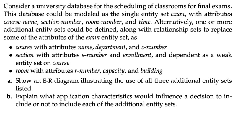 Solved Consider a university database for the scheduling of | Chegg.com